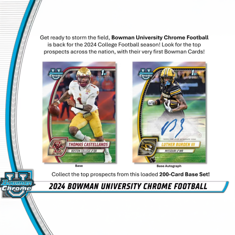 2024 Bowman Chrome University Football Breaker Delight Checklist